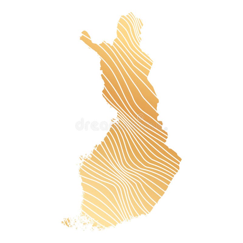 Abstract Map of Finland - Vector Illustration of Striped Gold Colored ...