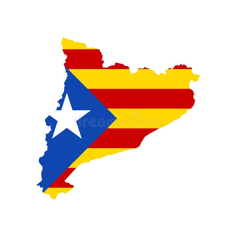 Abstract Map and Flag Catalonia on White Background. Flat Illustration ...