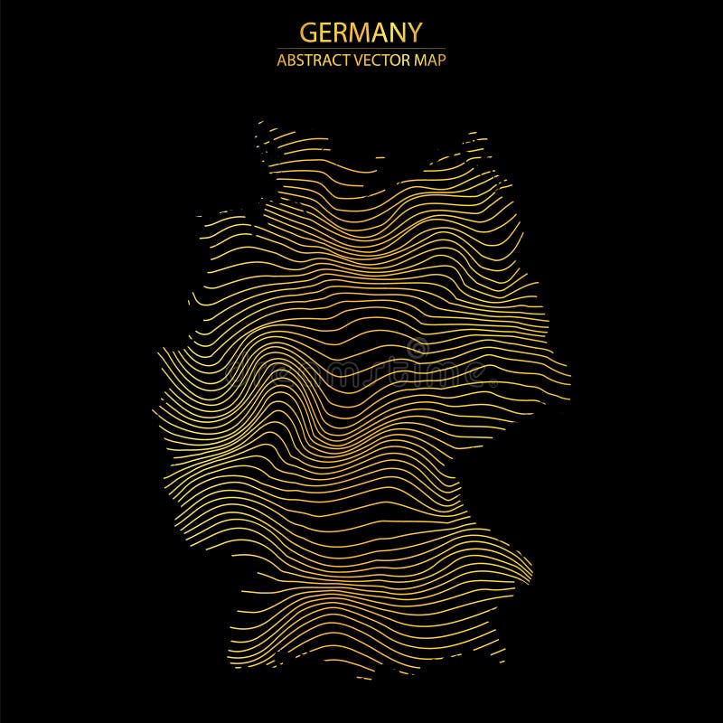 Abstract Map of Germany - Vector Illustartion of Striped Gold Colored ...