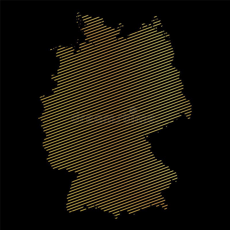 Abstract Map of Germany - Vector Illustration of Striped Gold Colored ...