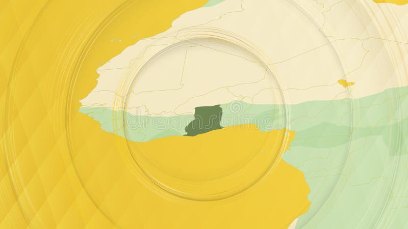 Abstract Map of Ghana and Surrounding Regions with Circular Patterns ...