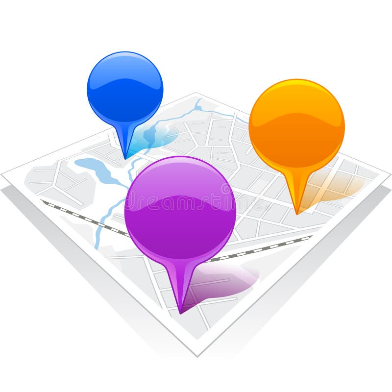 Abstract Map with Glossy Markers Stock Vector - Illustration of global ...