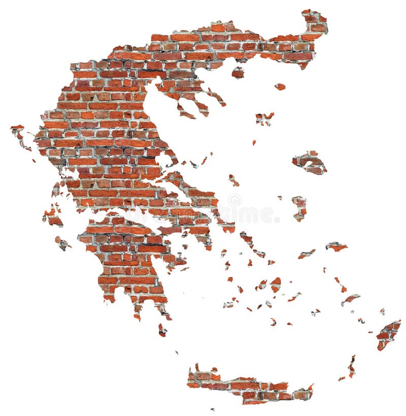 Map of Greece Designed As a Brick Wall Stock Illustration ...