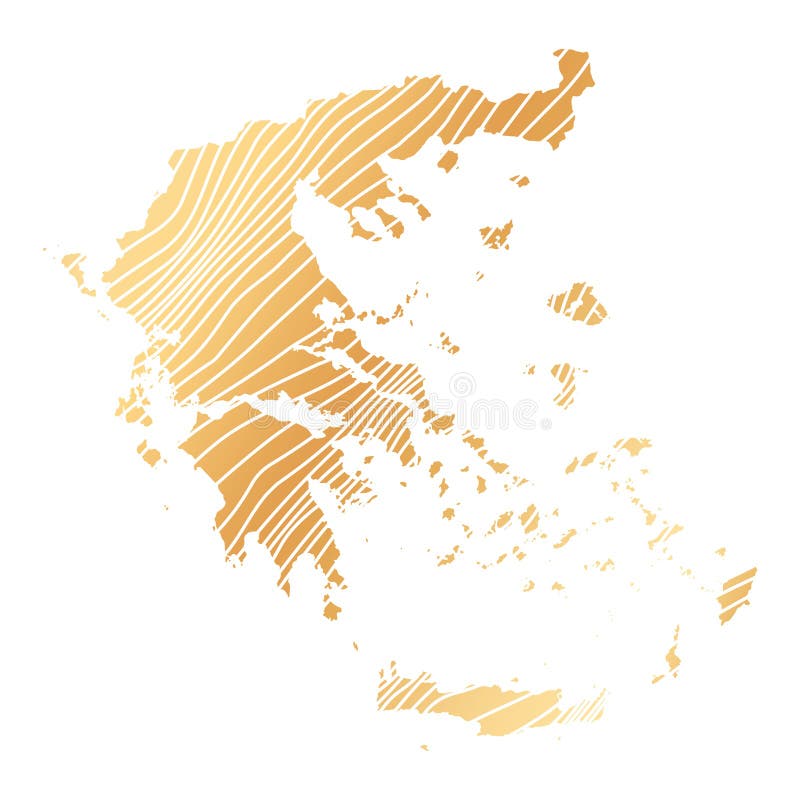 Abstract Map of Greece - Vector Illustration of Striped Gold Colored ...