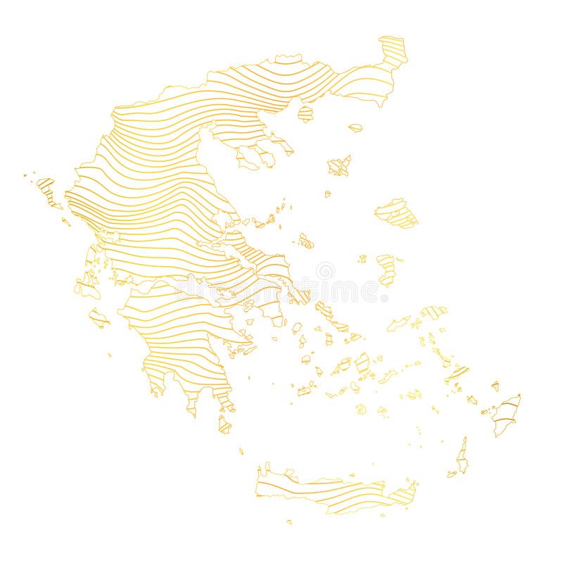 Abstract Map of Greece - Vector Illustration of Striped Gold Colored ...
