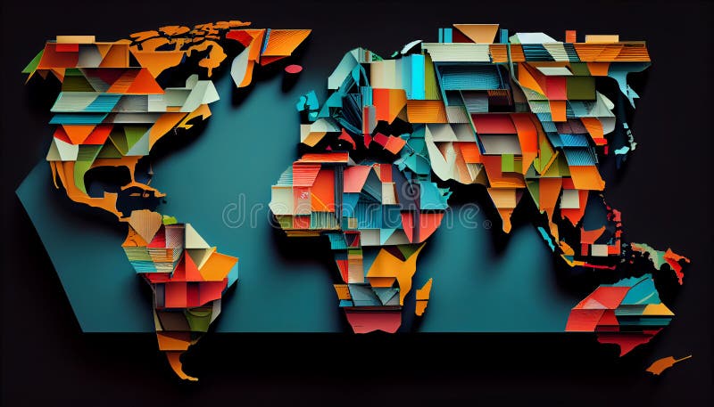 Abstract Map Illustration with Cartography, World Map ,generative AI ...