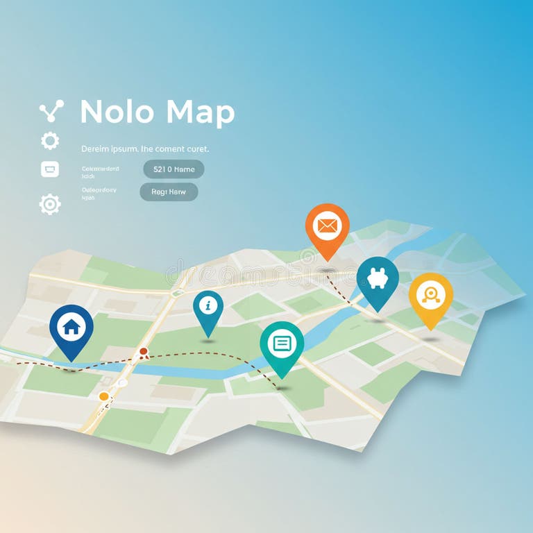 Abstract Map Illustration with Various Colored Location Pins on a 3D ...