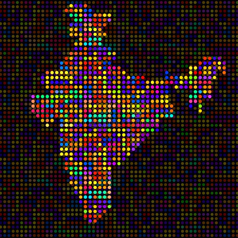 Abstract Map of India, Colorful Dots Stock Vector - Illustration of ...