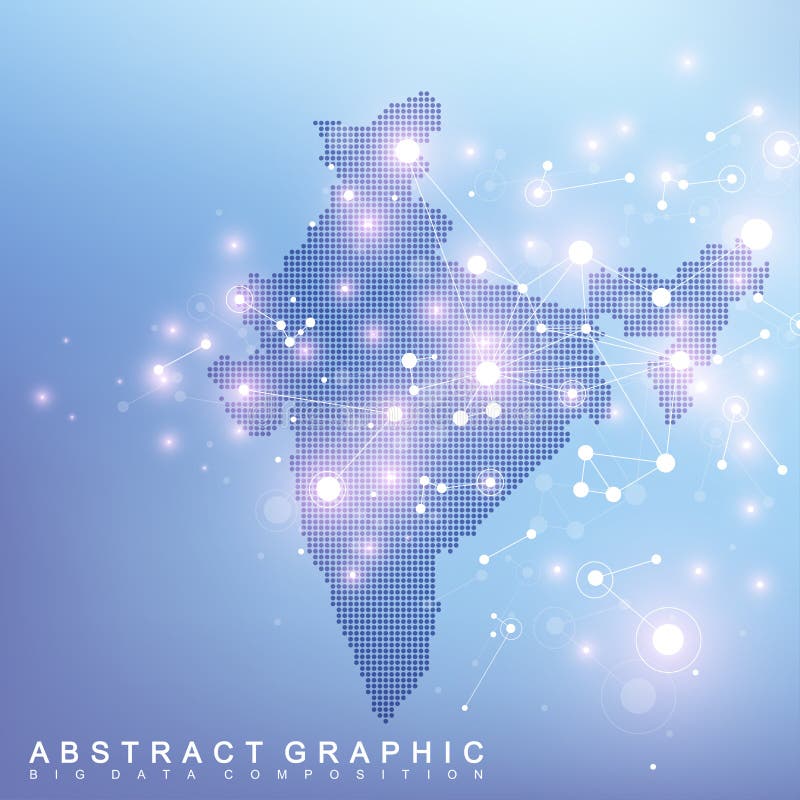 India Map From Futuristic Hexagonal Shapes, Lines, Points Blue And ...