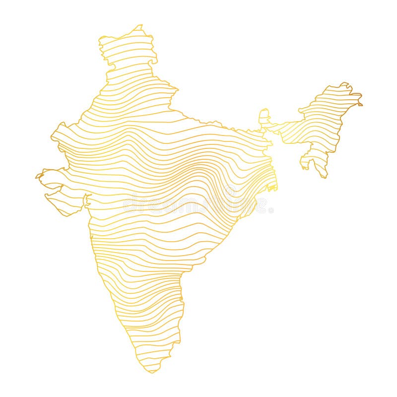 Abstract Map of India - Vector Illustration of Striped Gold Colored Map ...