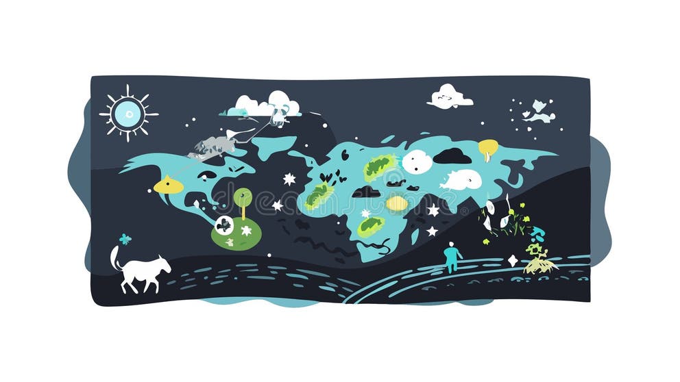 Abstract Map with Interconnected Lines and Dots, Vector Design ...