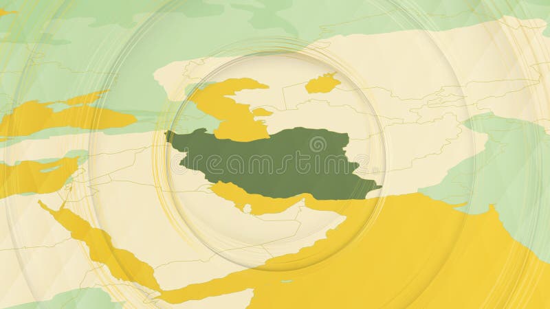 Abstract Map of Iran and Surrounding Regions with Circular Patterns ...