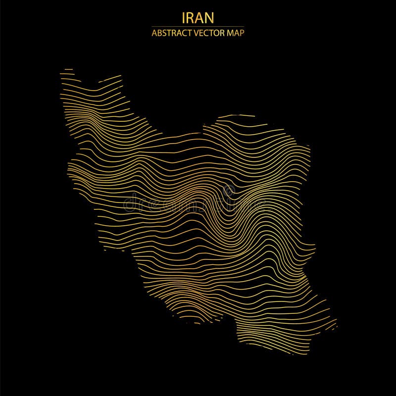 Abstract Map of Iran - Vector Illustartion of Striped Gold Colored Map ...