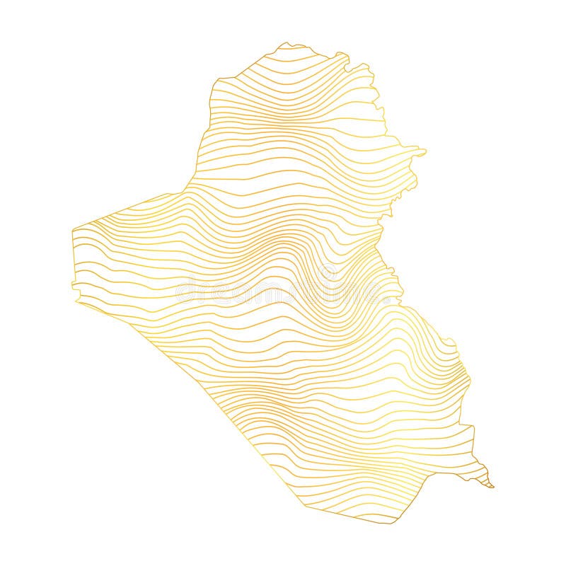 Abstract Map of Iraq - Vector Illustration of Striped Gold Colored Map ...