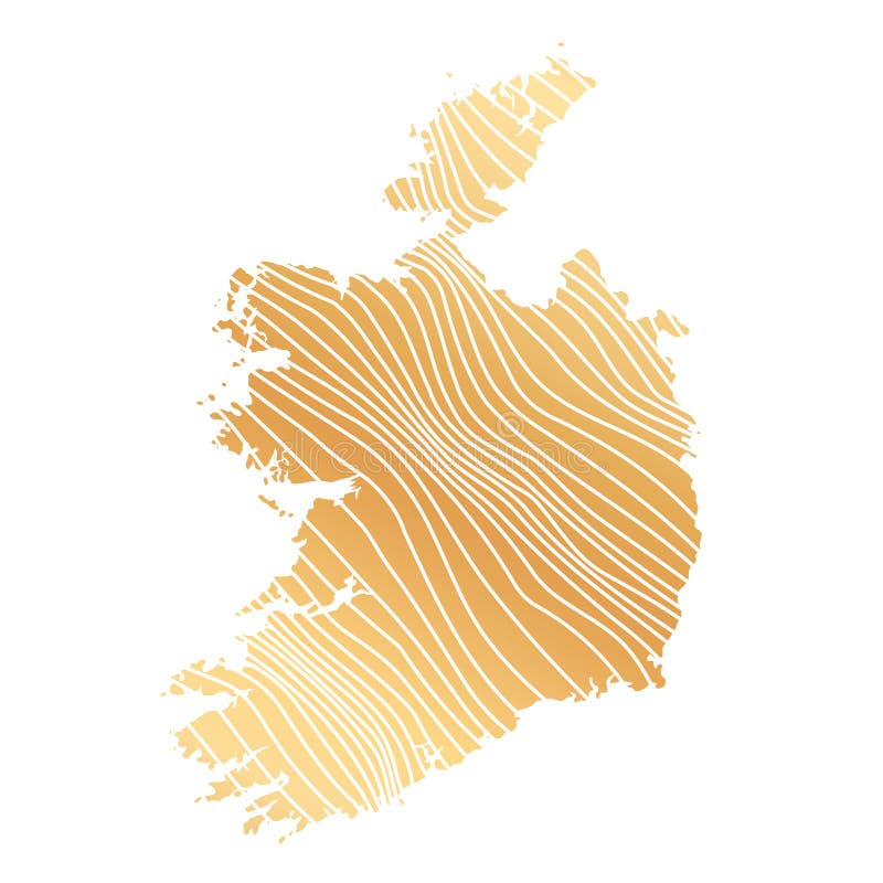 Abstract Map of Ireland - Vector Illustration of Striped Gold Colored ...