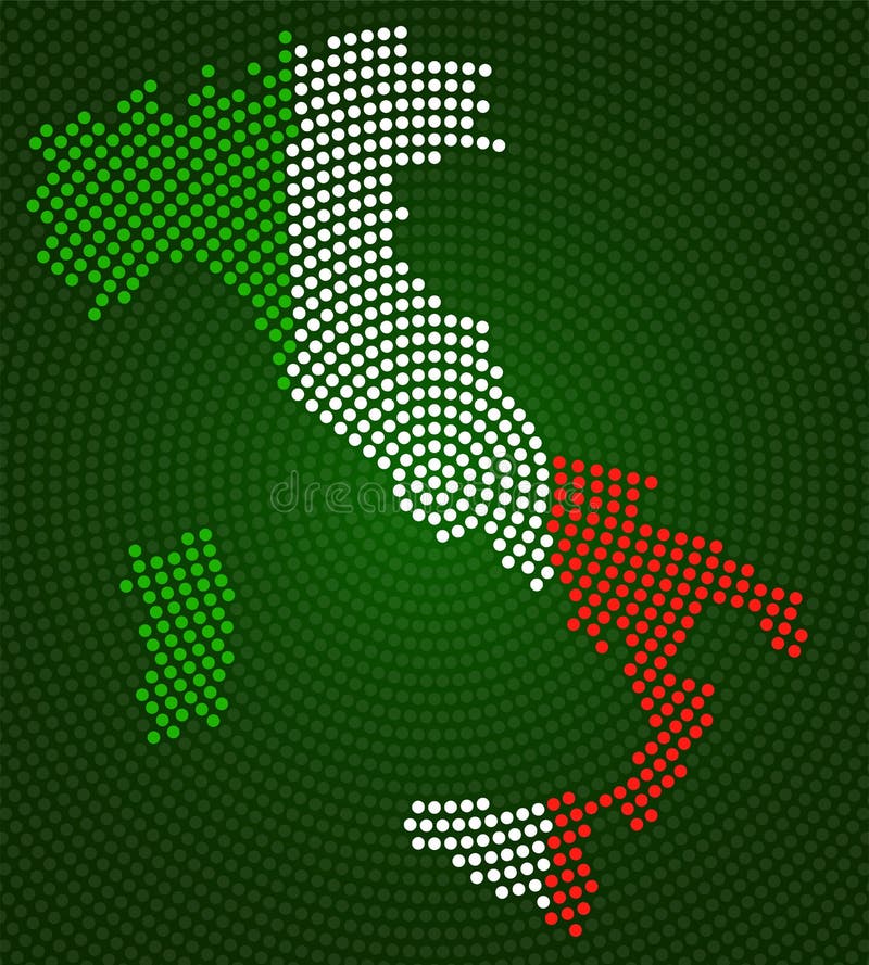 Abstract Map Italy of Radial Dots with Flag Inside Stock Illustration ...