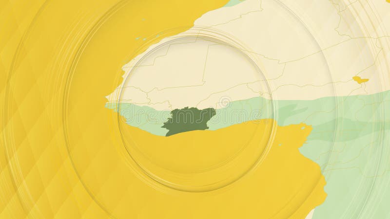 Abstract Map of Ivory Coast and Surrounding Regions with Circular ...