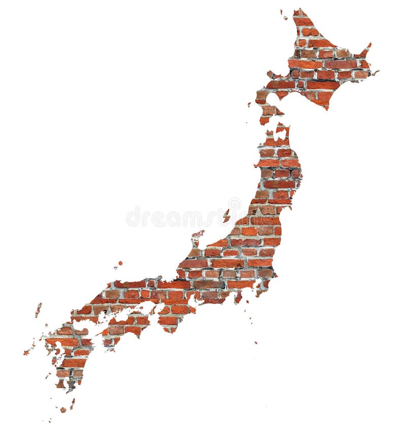 Map of Japan Designed As a Brick Wall Stock Illustration - Illustration ...