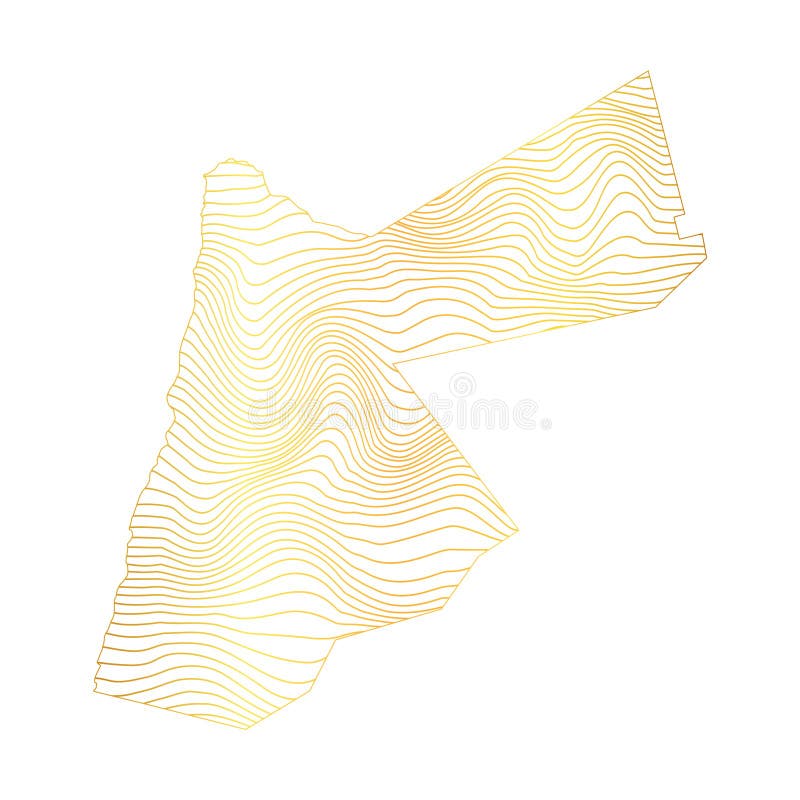 Abstract Map of Jordan - Vector Illustration of Striped Gold Colored ...