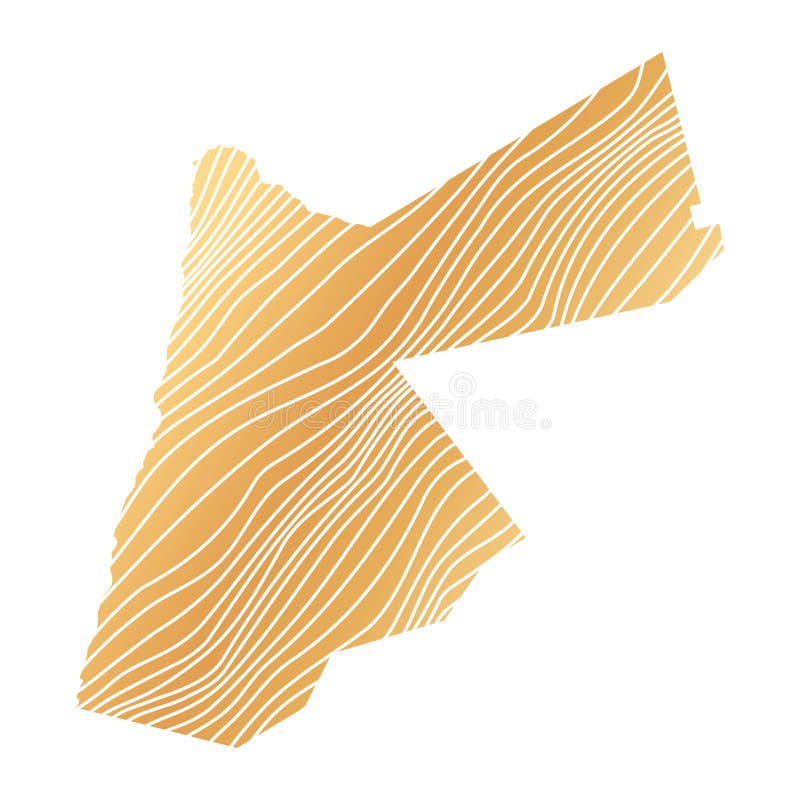 Abstract Map of Jordan - Vector Illustration of Striped Gold Colored ...
