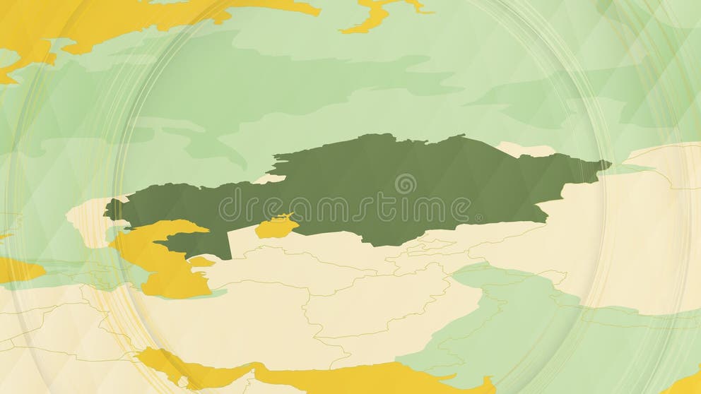 Abstract Map of Kazakhstan and Surrounding Regions with Circular ...