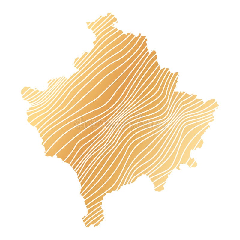 Abstract Map of Kosovo - Vector Illustration of Striped Gold Colored ...