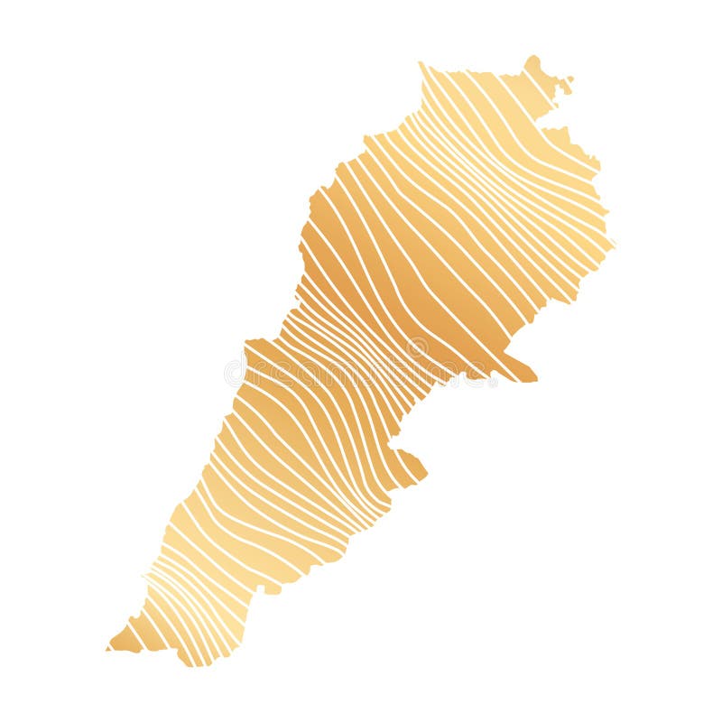 Abstract Map of Lebanon - Vector Illustration of Striped Gold Colored ...