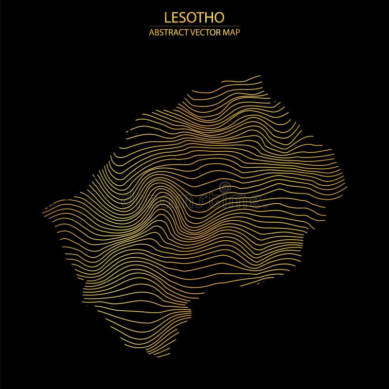 Abstract Map of Lesotho - Vector Illustartion of Striped Gold Colored ...