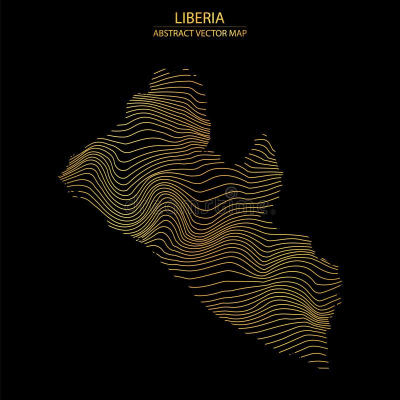 Abstract Map of Liberia - Vector Illustartion of Striped Gold Colored ...