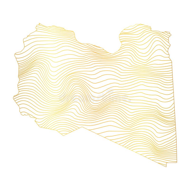 Abstract Map of Libya - Vector Illustration of Striped Gold Colored Map ...