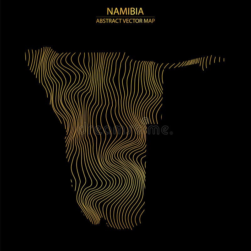 Abstract Map of Namibia - Vector Illustartion of Striped Gold Colored ...