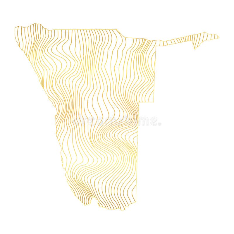 Abstract Map of Namibia - Vector Illustration of Striped Gold Colored ...