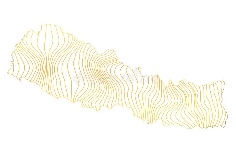 Abstract Map of Nepal - Vector Illustration of Striped Gold Colored Map ...