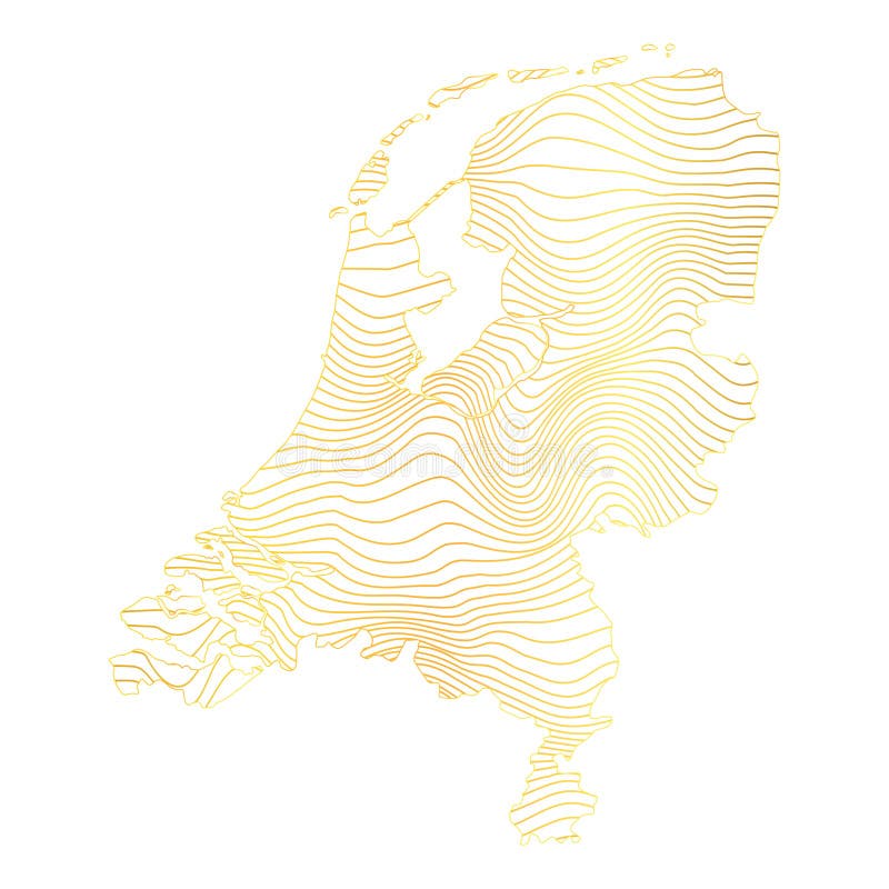 Abstract Map of Netherlands - Vector Illustration of Striped Gold ...