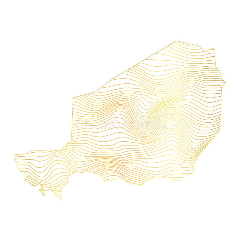 Abstract Map of Niger - Vector Illustration of Striped Gold Colored Map ...