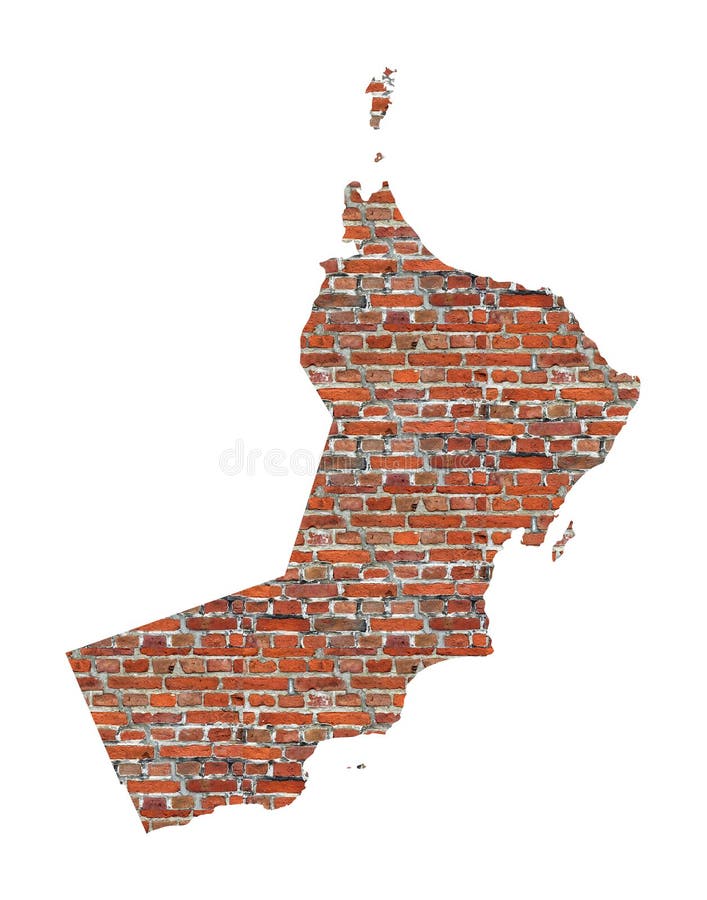 Map of Oman Designed As a Brick Wall Stock Illustration - Illustration ...