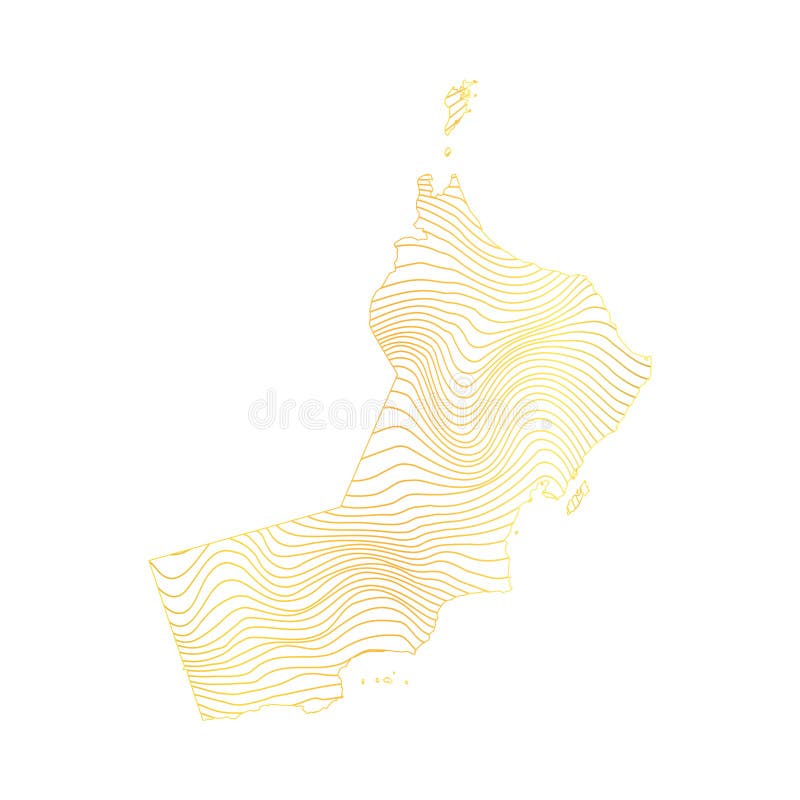 Abstract Map of Oman - Vector Illustration of Striped Gold Colored Map ...