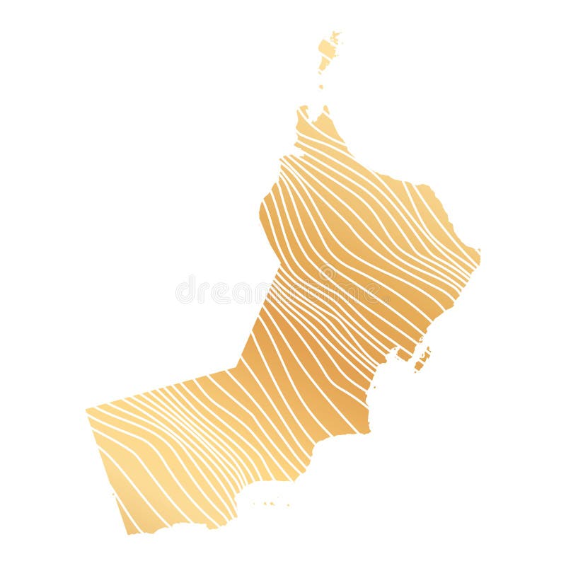 Abstract Map of Oman - Vector Illustration of Striped Gold Colored Map ...