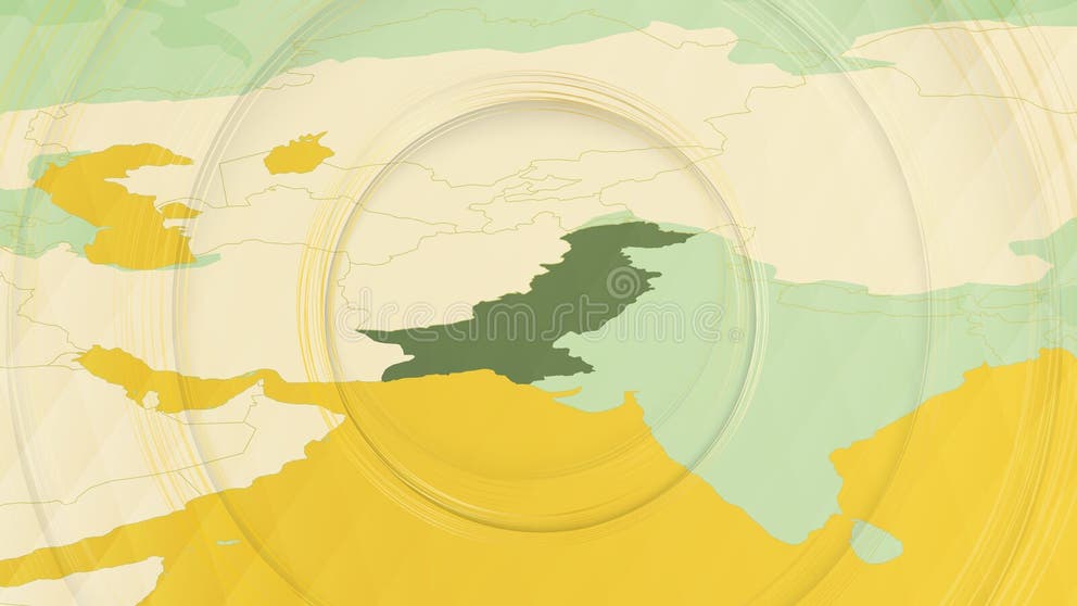Abstract Map of Pakistan and Surrounding Regions with Circular Patterns ...
