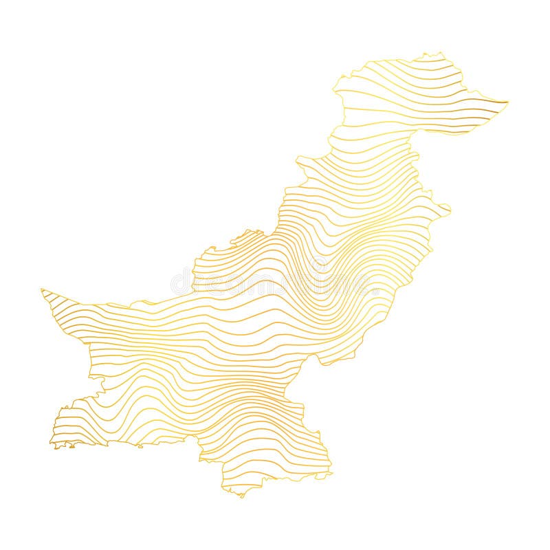 Abstract Map of Pakistan - Vector Illustration of Striped Gold Colored ...