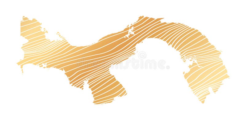 Abstract Map of Panama - Vector Illustration of Striped Gold Colored ...