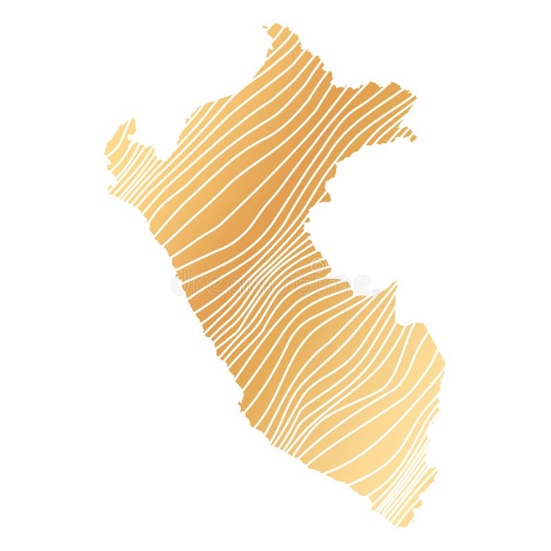 Abstract Map of Peru - Vector Illustration of Striped Gold Colored Map ...
