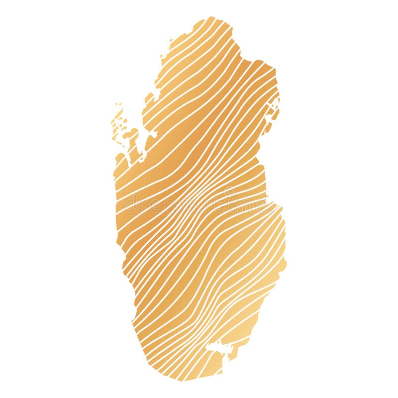 Abstract Map of Qatar - Vector Illustration of Striped Gold Colored Map ...