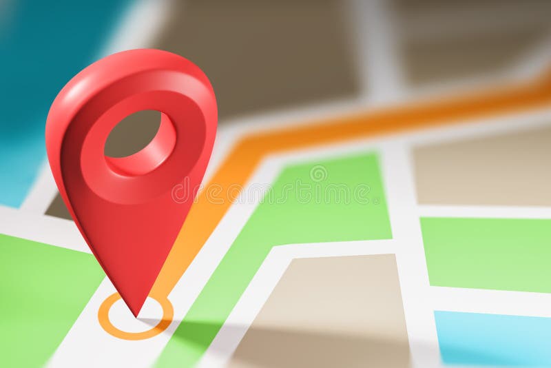 Abstract Map with a Red Destination Mark Stock Illustration ...