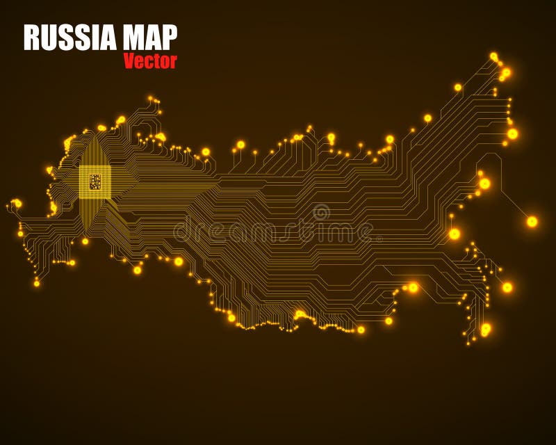 Abstract Map Russia with Cpu. Glowing Circuit Board Stock Vector ...