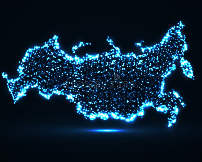 Abstract Map of Russia with Glowing Particles Stock Vector ...