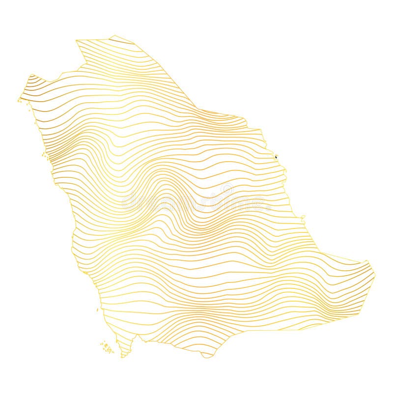 Abstract Map of Saudi Arabia - Vector Illustration of Striped Gold ...