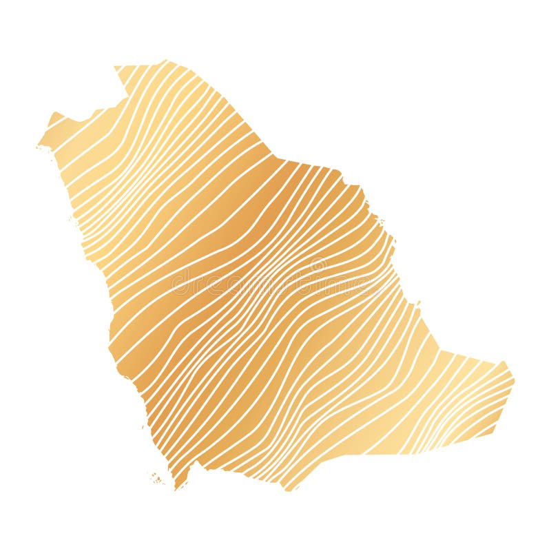 Abstract Map of Saudi Arabia - Vector Illustration of Striped Gold ...