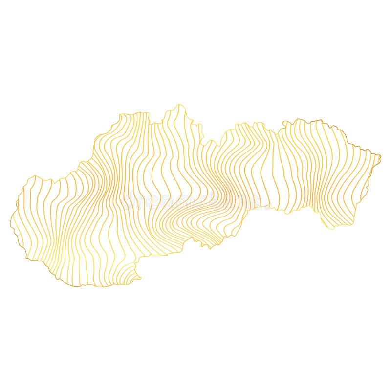 Abstract Map of Slovakia - Vector Illustration of Striped Gold Colored ...