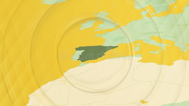 Abstract Map of Spain and Surrounding Regions with Circular Patterns ...